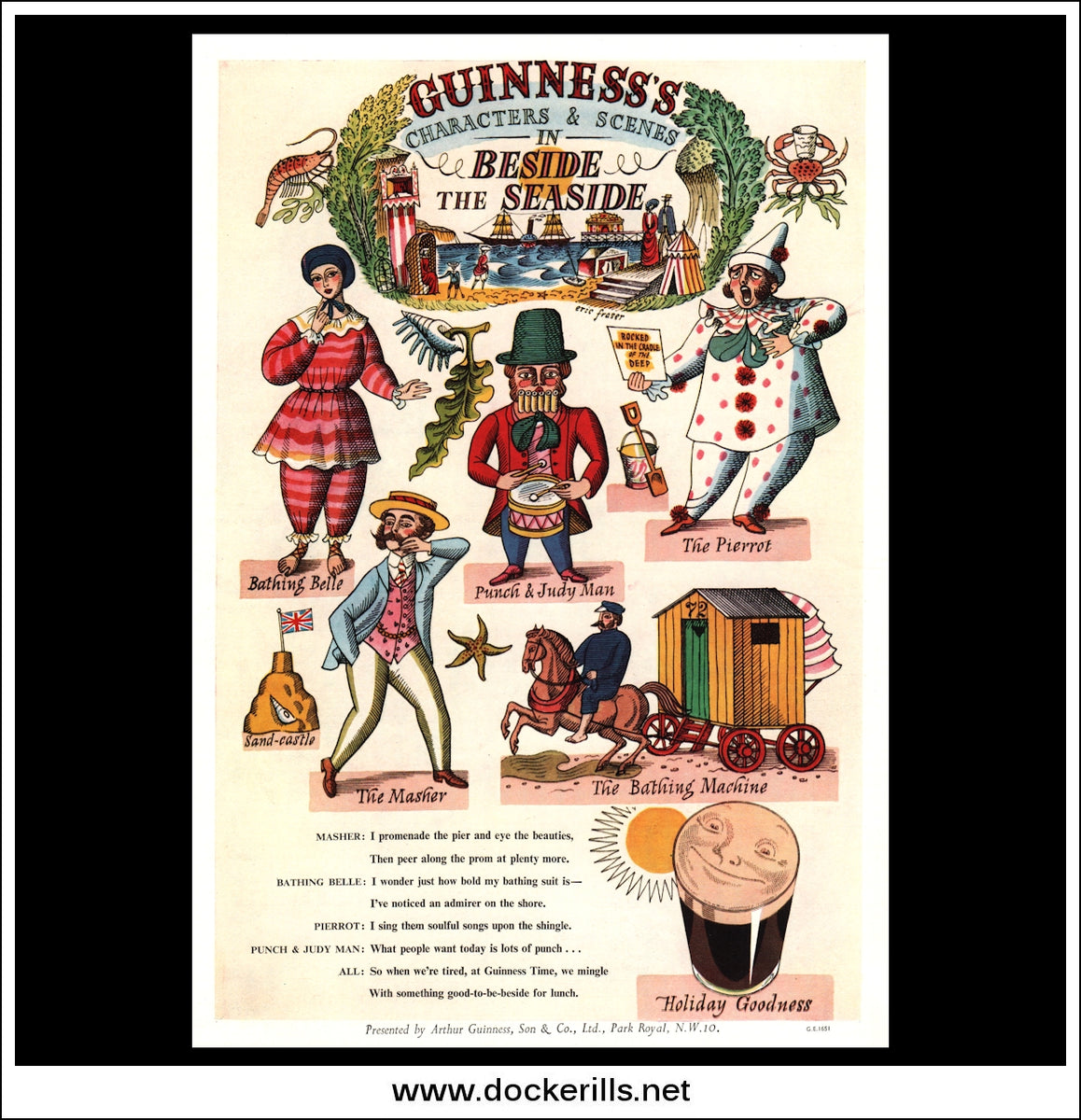 Guinness. Original Vintage Advert, Characters & Scenes In Beside The S ...