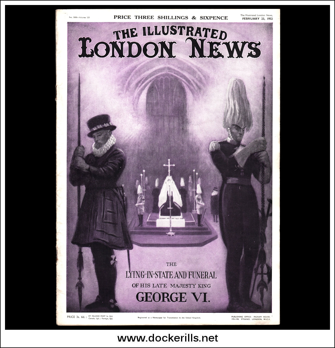 Illustrated London News Magazine, February 23rd, 1952. Lying In State ...