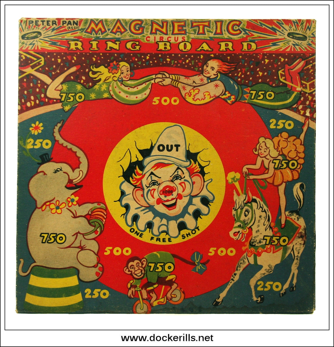 Vintage Peter Pan Regd., Magnetic Circus Ring Board. Hoopla Style Game ...