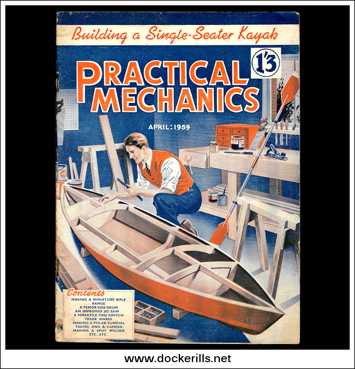 Practical Mechanics Magazine, April, 1959. Build A Single Seat Kayak ...