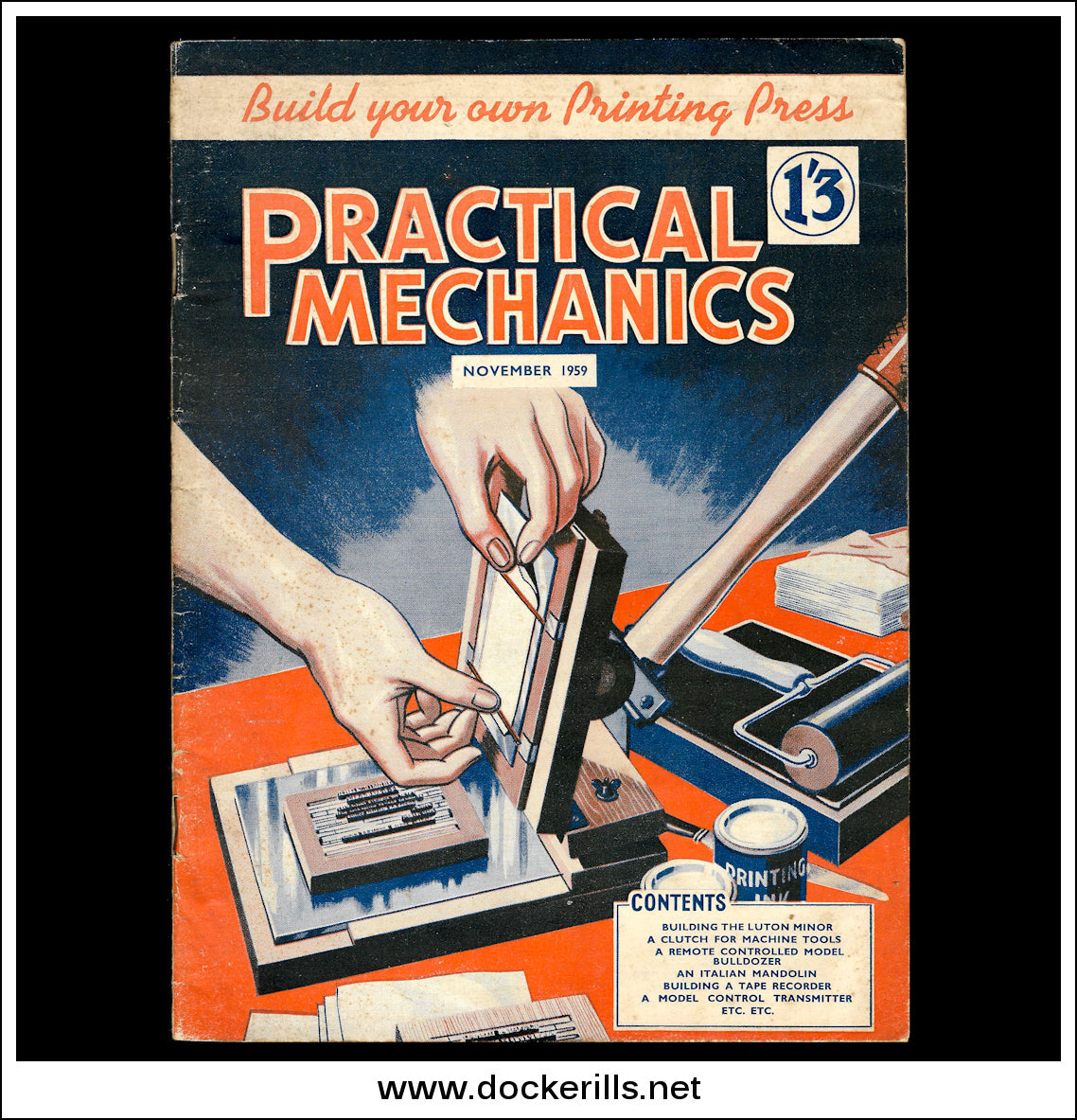 Practical Mechanics Magazine, November, 1959. Build A Printing Press ...