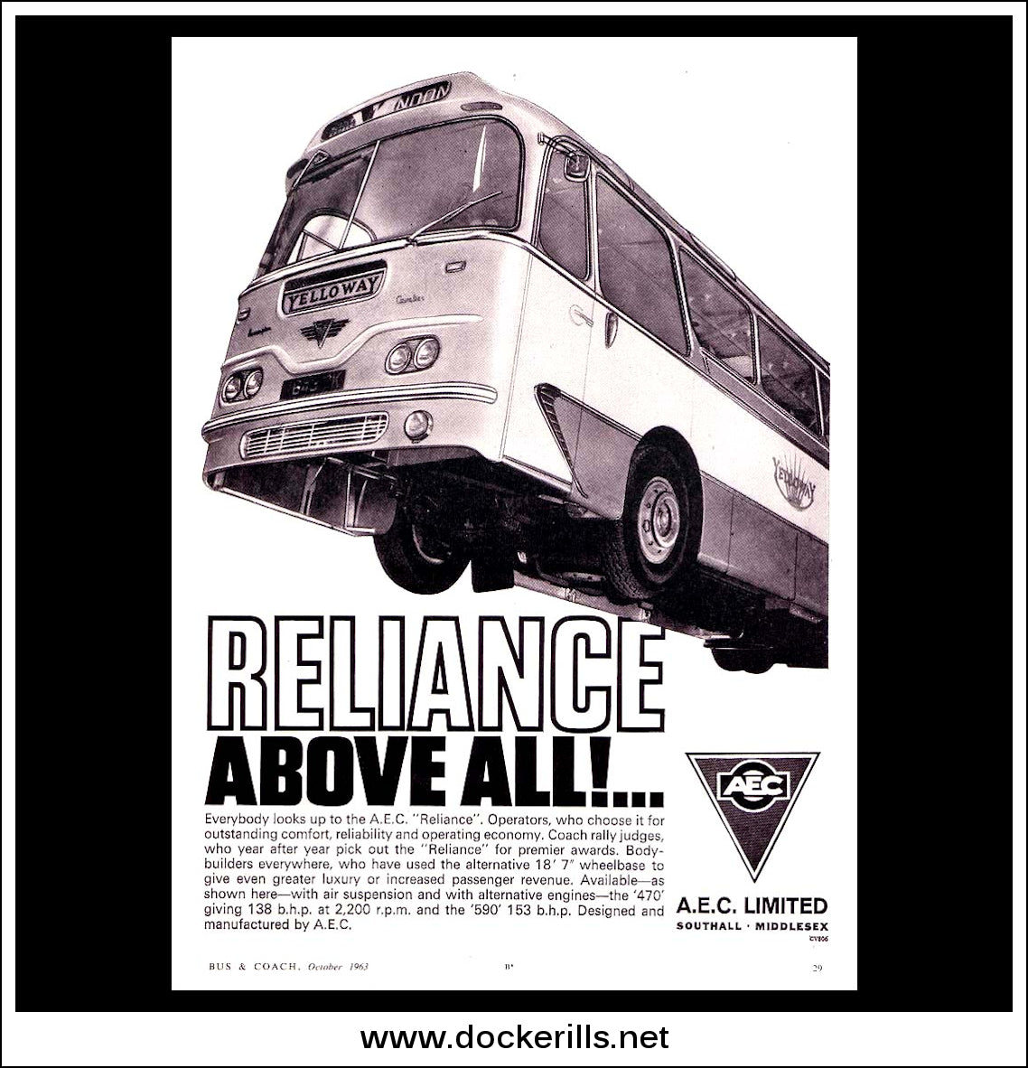 AEC Reliance Bus/Coach. Original Vintage Advert From October, 1963 ...