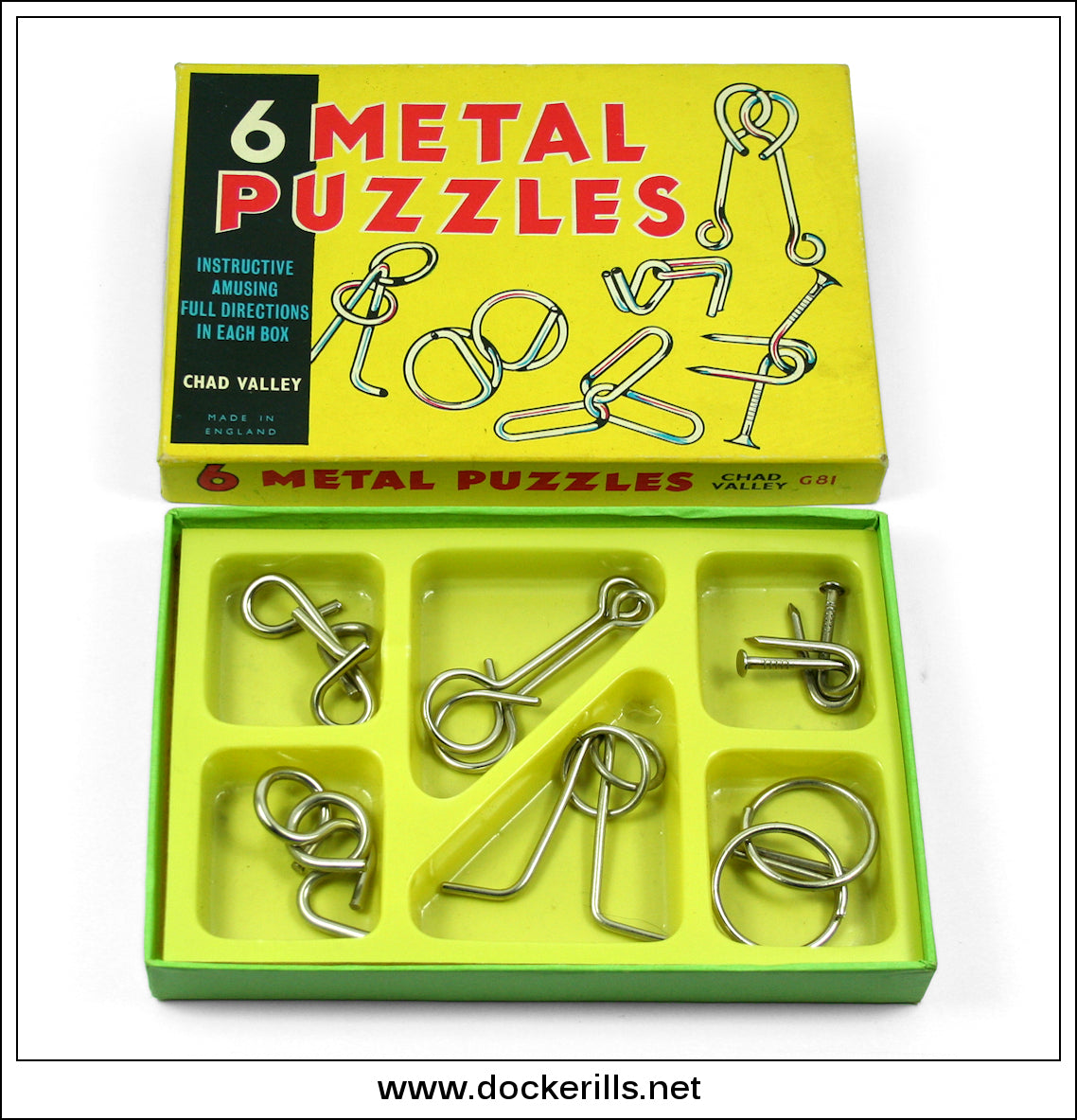 6 Metal Puzzles, Chad Valley, England. Six Metal Wire Puzzles In Origi ...