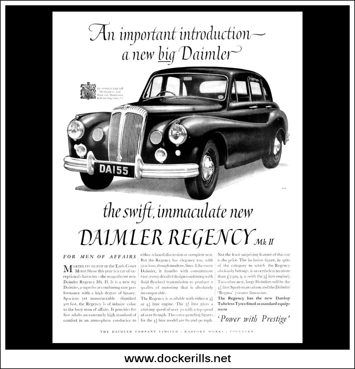 Daimler Regency Mk II. Original Vintage Advert From October 13th, 1954 ...