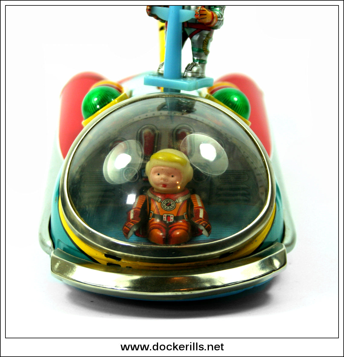 Moon Rocket. Vintage Tin Plate Space Toy, Masudaya, Japan. – Dockerills