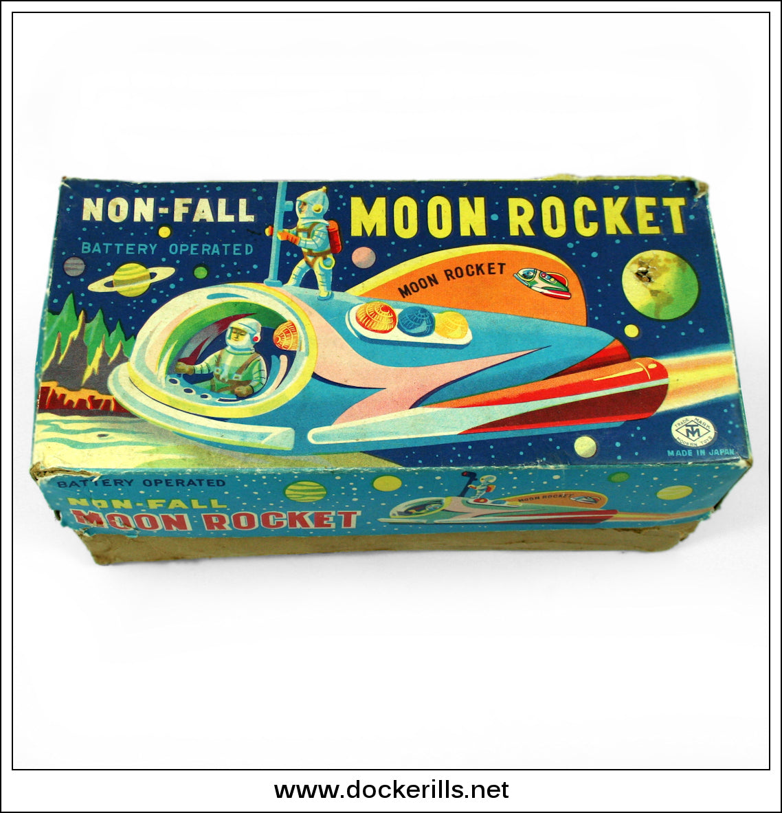 Moon Rocket. Vintage Tin Plate Space Toy, Masudaya, Japan. – Dockerills
