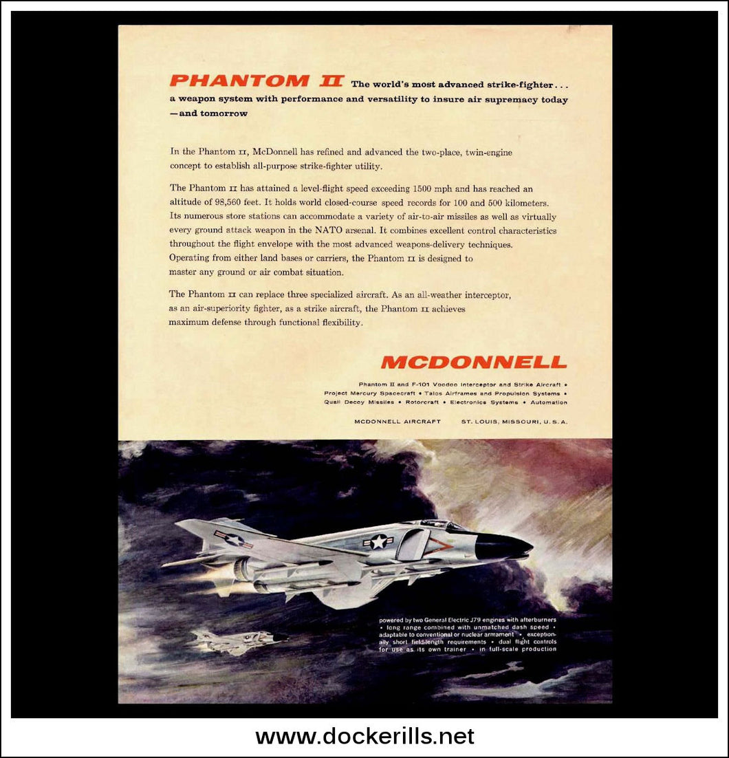 McDonnell Phantom II. Original Vintage Advert From 1961. – Dockerills