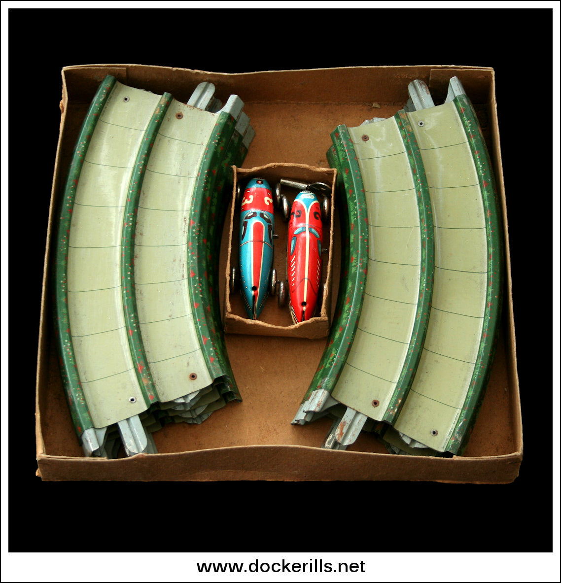 Race Track (With Mercedes And Audi). Vintage Tin Plate Clockwork Toy ...