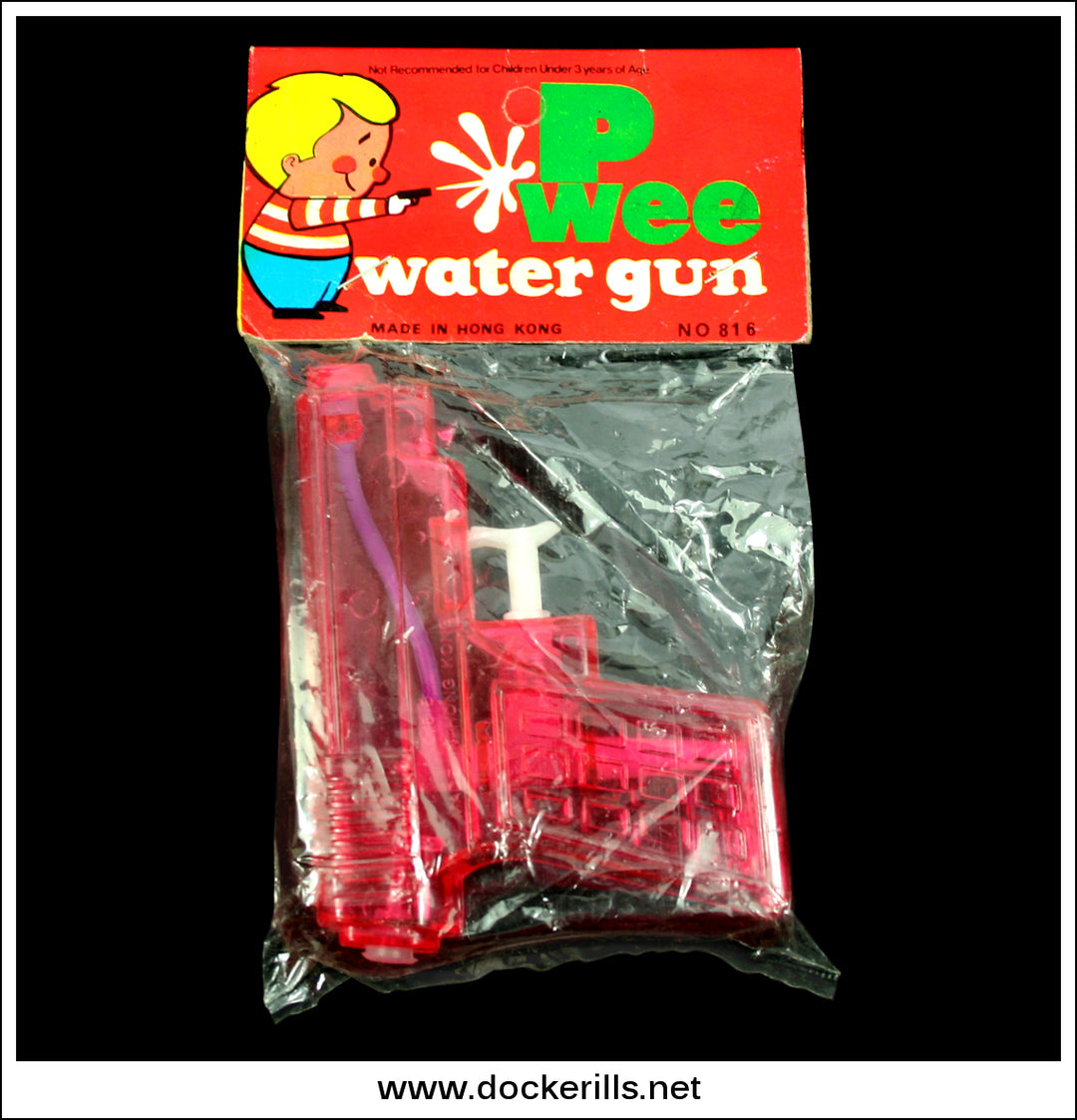 Vintage Water Pistol. P Wee Water Gun, Transparent Red, Hong Kong. 196 ...