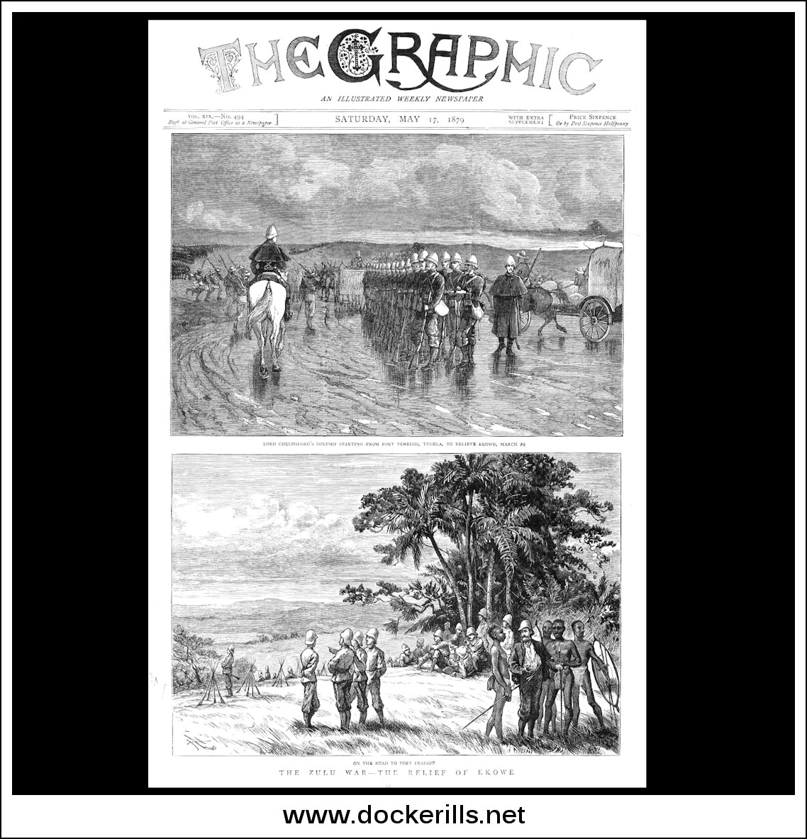 The Zulu War, The Relief Of Ekowe. Antique Print, Wood Engraving, The ...